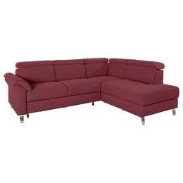 Sit & More Ecksofa SIT & MORE "Arngast L-Form" Sofas Gr. B/H/T: 245cm x 84cm x 194cm, Struktur weich, Ottomane rechts, mit Bettfunktion-mit Bettkasten, lila (chianti) inklusive Kopfteilverstellung und Federkern