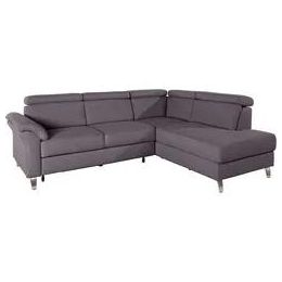 Sit & More Ecksofa SIT & MORE "Arngast L-Form" Sofas Gr. B/H/T: 245cm x 84cm x 194cm, Struktur, Ottomane rechts, ohne Bettfunktion-ohne Bettkasten, grau (dunkelgrau) inklusive Kopfteilverstellung und Federkern