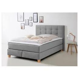 Boxspringbett Home Affaire "Moulay" Komplettbetten Gr. Samtstoff, Liegefläche B/L: 140 cm x 200 cm, Gewicht bis: 120 kg H4, 7-Zonen-Tonnentaschen-Federkernmatratze, grau Boxspringbett inkl. Topper, in 3 Härtegraden, TFK auch Härtegrad 4