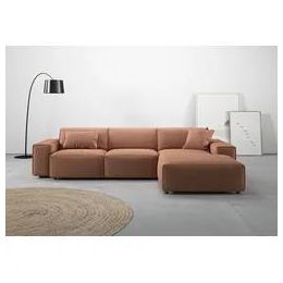 Ecksofa Andas "Glimminge auch in Breitcord, Feincord, Bouclé + Easy care-Bezug" Sofas Gr. B/H/T: 294cm x 71cm x 191cm, Chenille-Struktur, Recamiere rechts, braun L-Form, Breite 294, Zierkissen