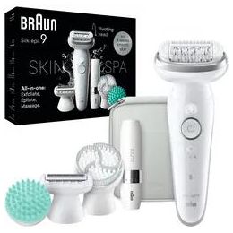 Epilierer Braun "Silk-épil SkinSpa 9 9-381", silber (silberfarben), Epilierer, Damen, Ganzkörper Beautyset mit Mini Rasierer für das Gesicht