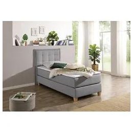 Boxspringbett Home Affaire Komplettbetten Gr. Struktur (100% Polyester), Liegefläche B/L: 90cm x 200cm, Gewicht bis: 100 kg H3, Bonnell-Federkernmatratze, grau Boxspringbett inklusive Komfortschaum-Topper