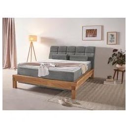 Boxspringbett Home Affaire "Villads" Komplettbetten Gr. Flachgewebe Polyester Topper Basic, Liegefläche B/L: 160 cm x 200 cm Betthöhe: 55 cm, Gewicht bis: 120 kg + 120 kg H4 + H4, 7-Zonen-Taschen-Federkernmatratze, grau (grey) Boxspringbett Liegefläche: 160200 cm aus Balkeneiche, Inside-Boxspring-Unterbau