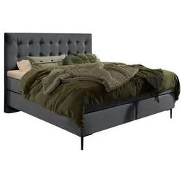 Boxspringbett Schlaraffia "Everton" Komplettbetten Gr. Veloursstoff COSY, Liegefläche B/L: 160cm x 200cm, H3 + H4, 7-Zonen-Tonnentaschen-Federkernmatratze, grau (anthracite) Boxspringbett inklusive BULTEX-Topper, Metallfuß in schwarz