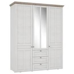 Kleiderschrank FORTE "Iloppa" Schränke Gr. B/H/T: 155 cm x 192,6 cm x 57,3 cm, 3 St., braun (schnee eiche, nelson eiche) Kleiderschrank Drehtürenschrank im Landhausstil