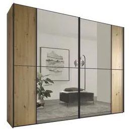 Schwebetürenschrank STAUD "Sonett 220G, Made in Germany" Schränke Gr. B/H/T: 249 cm x 222 cm x 68 cm, Comfort, 2 St., braun (artisan eiche) mit vier verschiedenen Ausstattungsvarianten