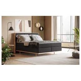 Boxspringbett Home Affaire "Gribelle" Komplettbetten Gr. Microfaser, Gewicht bis: 120 kg + 120 kg H4 + H4, 7-Zonen-Tonnentaschen-Federkern-Partnermatratze, schwarz Boxspringbett Boxspringbett, Inklusive Topper