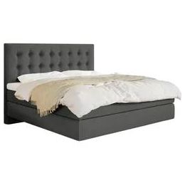 Boxspringbett Schlaraffia "Everton" Komplettbetten Gr. Veloursstoff COSY, Liegefläche B/L: 140cm x 200cm, H2, 7-Zonen-Tonnentaschen-Federkernmatratze, grau (anthracite) Boxspringbett inklusive BULTEX-Topper, Fuß in Schwebeoptik