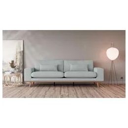 3-Sitzer Home Affaire "Torino B/T/H: 237/91/81 cm" Sofas Gr. B/H/T: 237cm x 81cm x 91cm, Chenille, grau mit edlem Holzrahmen, incl. Zierkissen, auch in Bouclé