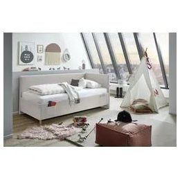 Meise Möbel Kinderbett MEISE.MÖBEL "COOL II", beige (nata, nata), B:150cm L:210cm, Betten, Polsterbett wahlweise mit Bettkasten, Jugendbett inkl. USB Anschlüsse