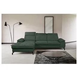 Ecksofa WERK2 "Panama L-Form" Sofas Gr. B/H/T: 275cm x 98cm x 184cm, Flachgewebe, Recamiere links, Schlaffunktion, Bettkasten, verstellbare Kopfteile, grün Modernes Sofa mit Schlaffunktion, Bettkasten, Kopfteile verstellbar