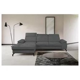 Ecksofa WERK2 "Panama L-Form" Sofas Gr. B/H/T: 275cm x 98cm x 184cm, Flachgewebe, Recamiere links, Schlaffunktion, Bettkasten, verstellbare Kopfteile, grau (anthrazit) Modernes Sofa mit Schlaffunktion, Bettkasten, Kopfteile verstellbar