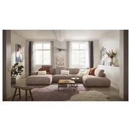 Wohnlandschaft Gallery M BRANDED BY MUSTERRING "Lucia U-Form" Sofas Gr. B/H/T: 434cm x 81cm x 204cm, Cord, Ottomane rechts, grau (taupe) Verschiedene Farben, Cord-Bezug, Gesamtbreite 434 cm