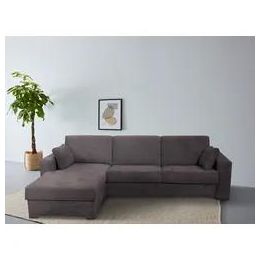 Ecksofa Home Affaire "Roma "L" Dauerschlaffunktion, mit Unterfederung" Sofas Gr. B/H/T: 300cm x 85cm x 173cm, Luxus-Microfaser Lederoptik, Recamiere links, Liegefläche: 163 x 198cm, schwarz Matratzenhöhe 14cm,, Liegemaße ca 163x198 cm, L-Form