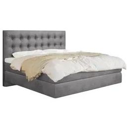 Boxspringbett Schlaraffia "Everton" Komplettbetten Gr. Veloursstoff JACQUARD, Liegefläche B/L: 120cm x 200cm, H3, 7-Zonen-Tonnentaschen-Federkernmatratze, grau (steel) Boxspringbett inklusive BULTEX-Topper, Fuß in Schwebeoptik