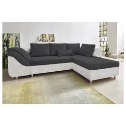 Ecksofa Collection AB "Sally L-Form" Sofas Gr. B/H/T: 256cm x 87cm x 165cm, Microfaser PRIMABELLE-Struktur, Ottomane beidseitig montierbar, ohne Bettfunktion-ohne Bettkasten, grau (silbergrau/anthrazit) mit und ohne Bettfunktion, inklusive loser Rücken- Zierkissen