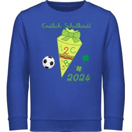 Shirtracer Sweatshirt Endlich Schulkind 2024 Schultüte ABC gelb/grün Einschulung Mädchen