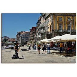 Artland Leinwandbild Porto - Zona Ribeira - Portugal, Bilder von Europa (1 St), auf Keilrahmen gespannt, blau