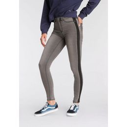 Arizona Skinny-fit-Jeans Ultra Stretch High Waist mit seitlichem Streifen, grau