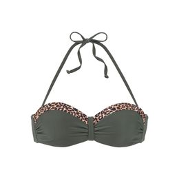 Lascana Bikinitop Damen Gr&ouml;&szlig;e 70 beige / gold / dunkelgr&uuml;n / schwarz