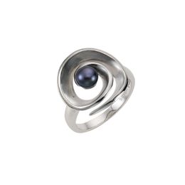ZEEme Fingerring 925/- Sterling Silber Perle schwarz, weiß