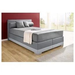 Boxspringbett Maintal "Lago" Komplettbetten Gr. Kunstleder, Liegefläche B/L: 140cm x 200cm, Gewicht bis: 80 kg H2, 7-Zonen-Tonnentaschen-Federkernmatratze, grau (steinfb.-dunkelgrau) Boxspringbett in 3 verschiedenen Matratzenarten, H2 oder H3