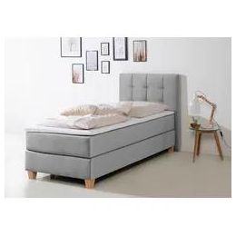 Boxspringbett Home Affaire "Moulay" Komplettbetten Gr. Samtstoff, Liegefläche B/L: 90cm x 200cm, Gewicht bis: 80 kg H2, 7-Zonen-Kaltschaummatratze, grau Boxspringbett inkl. Topper, in 3 Härtegraden, TFK auch Härtegrad 4