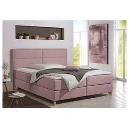 Boxspringbett Home Affaire "Caria", rosa, B:191cm L:209cm, Strukturstoff-Bezug (100% Polyester), Topperbezug 100% Polyester, Komplettbetten, Boxspringbett, in 5 Breiten, 3 Matratzen-Ausführungen, 2 Härtegraden, Topper