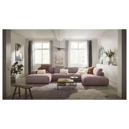 Wohnlandschaft Gallery M BRANDED BY MUSTERRING "Lucia U-Form" Sofas Gr. B/H/T: 434cm x 81cm x 204cm, Cord, Ottomane rechts, rosa Verschiedene Farben, Cord-Bezug, Gesamtbreite 434 cm