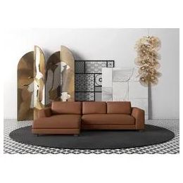 Ecksofa Machalke "atoll, L-Form" Sofas Gr. B/H/T: 398 cm x 74 cm x 176 cm, Leder COMFORT, Recamiere links, braun (mattone comfort)