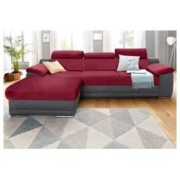 Sit & More Ecksofa SIT & MORE "Xenia L-Form" Sofas Gr. B/H/T: 271cm x 94cm x 168cm, Luxus-Microfaser ALTARA NUBUCK, Recamiere links, mit Bettfunktion, rot (dunkelgrau, bordeaux) wahlweise mit Bettfunktion