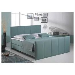 Boxspringbett Home Affaire "Portland" Komplettbetten Gr. Strukturstoff, Liegefläche B/L: 180 cm x 200 cm Betthöhe: 50 cm, H3 + H3, 7-Zonen-Tonnentaschen-Federkernmatratze, blau (petrol) Boxspringbett in 3 Breiten, Matratzenarten und 2 Härtegraden, incl. Topper