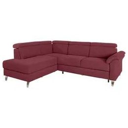 Sit & More Ecksofa SIT & MORE "Arngast L-Form" Sofas Gr. B/H/T: 245cm x 84cm x 194cm, Struktur weich, Ottomane links, mit Bettfunktion-ohne Bettkasten, lila (chianti) inklusive Kopfteilverstellung und Federkern