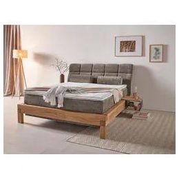 Boxspringbett Home Affaire "Villads" Komplettbetten Gr. Chenille Polyester Topper Basic, Liegefläche B/L: 160 cm x 200 cm Betthöhe: 55 cm, Gewicht bis: 80 kg + 80 kg H2 + H2, 7-Zonen-Taschen-Federkernmatratze, grün (pino) Boxspringbett Liegefläche: 160200 cm aus Balkeneiche, Inside-Boxspring-Unterbau