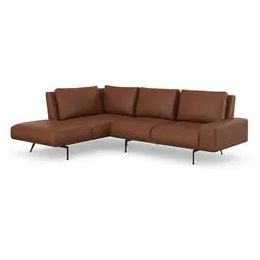 Ecksofa Machalke "L-Form" Sofas Gr. B/H/T: 290 cm x 90 cm x 100 cm, Leder SADDLE, Ottomane links, braun (cognac saddle) mit hoher Bodenfreiheit