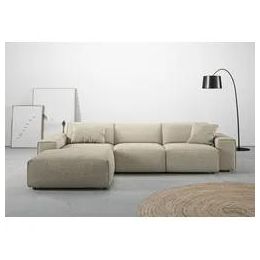 Ecksofa Andas "Glimminge auch in Breitcord, Feincord, Bouclé + Easy care-Bezug" Sofas Gr. B/H/T: 294cm x 71cm x 191cm, Bouclé, Recamiere links, beige (sand) L-Form, Breite 294, Zierkissen