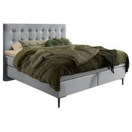 Boxspringbett Schlaraffia "Everton" Komplettbetten Gr. Webstoff FUTURE, Liegefläche B/L: 160cm x 200cm, H4 + H4, 7-Zonen-Tonnentaschen-Federkernmatratze, grau (steel) Boxspringbett inklusive BULTEX-Topper, Metallfuß in schwarz