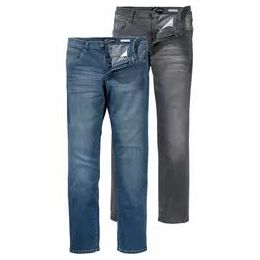 Stretch-Jeans Arizona "Willis" Gr. 66, N-Gr, blau (blue used und grey used) Herren Jeans straight-fit, lange Beine, mit Nieten, niedrige Leibhöhe