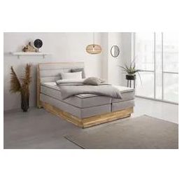 Boxspringbett OTTO products "Jenna" Komplettbetten Gr. Flachgewebe Polyester ohne LED-Beleuchtung, mit Premium-Topper LED-Beleuchtung, Liegefläche B/L: 200 cm x 200 cm Betthöhe: 69 cm, Gewicht bis: 100 kg + 120 kg H3 + H4, 7-Zonen-Taschen-Federkernmatratze, grau (platinum) Boxspringbett ohne LED-Beleuchtung, mit zertifizierten, recycelten Bezugsstoffen