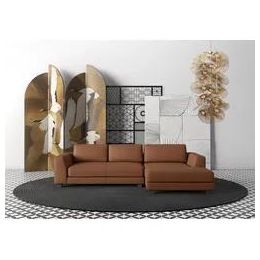 Ecksofa Machalke "atoll, L-Form" Sofas Gr. B/H/T: 398 cm x 74 cm x 176 cm, Leder COMFORT, Recamiere rechts, braun (mattone comfort)