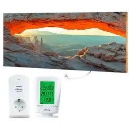 Marmony Infrarotheizung "MOTIV-Heizkörper "Mountain Views", 800 Watt" Heizkörper aus deutschem Jura-Naturstein Gr. B/H/T: 100cm x 40cm x 2cm, 800 W, weiß (naturstein oder marmor)