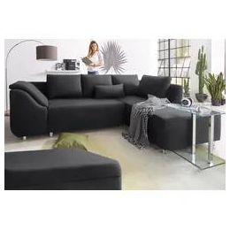 Ecksofa Collection AB "Sally L-Form" Sofas Gr. B/H/T: 256cm x 87cm x 165cm, Microfaser PRIMABELLE, Ottomane beidseitig montierbar, mit Bettfunktion-mit Bettkasten, schwarz mit und ohne Bettfunktion, inklusive loser Rücken- Zierkissen