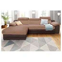 Sit & More Ecksofa SIT & MORE "Xenia L-Form" Sofas Gr. B/H/T: 271cm x 94cm x 168cm, Luxus-Microfaser ALTARA NUBUCK, Recamiere links, mit Bettfunktion, braun (dunkelbraun/braun) wahlweise mit Bettfunktion