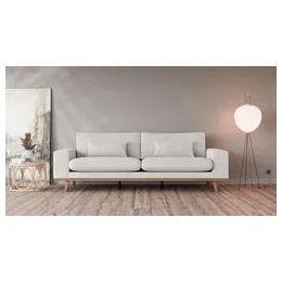 3-Sitzer Home Affaire "Torino B/T/H: 237/91/81 cm" Sofas Gr. B/H/T: 237cm x 81cm x 91cm, Chenille, beige mit edlem Holzrahmen, incl. Zierkissen, auch in Bouclé