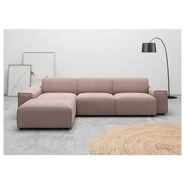 Ecksofa Andas "Glimminge auch in Breitcord, Feincord, Bouclé + Easy care-Bezug" Sofas Gr. B/H/T: 294cm x 71cm x 191cm, Cord, Recamiere links, rosa L-Form, Breite 294, Zierkissen