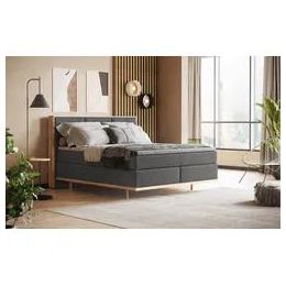 Boxspringbett Home Affaire "Gribelle" Komplettbetten Gr. Luxus-Microfaser, Gewicht bis: 100 kg + 120 kg H3 + H4, 7-Zonen-Tonnentaschen-Federkern-Partnermatratze, grau (anthracite) Boxspringbett Boxspringbett, Inklusive Topper