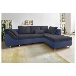 Ecksofa Collection AB "Sally L-Form" Sofas Gr. B/H/T: 256cm x 87cm x 165cm, Microfaser PRIMABELLE-Struktur, Ottomane beidseitig montierbar, ohne Bettfunktion-ohne Bettkasten, blau (blau, blaubraun) mit und ohne Bettfunktion, inklusive loser Rücken- Zierkissen