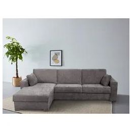 Ecksofa Home Affaire "Roma "L" Dauerschlaffunktion, mit Unterfederung" Sofas Gr. B/H/T: 300cm x 85cm x 173cm, Luxus-Microfaser weich, Recamiere links, Liegefläche: 163 x 198cm, braun (schlamm) Matratzenhöhe 14cm,, Liegemaße ca 163x198 cm, L-Form