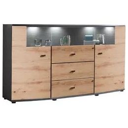 Sideboard Inosign "FLORI" Sideboards Gr. B/H/T: 160 cm x 86,8 cm x 31 cm, Soft Close, 3 St., braun (artisan, anthrazit) Kommode, Breite 160 cm