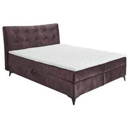 Boxbett ED EXCITING DESIGN "Melrose" Komplettbetten Gr. Microvelours inkl. zwei Bettkästen-Kopfteil Höhe 109, Liegefläche B/L: 180cm x 200cm, kein Härtegrad, lila (aubergine) Boxspringbett inkl. Topper